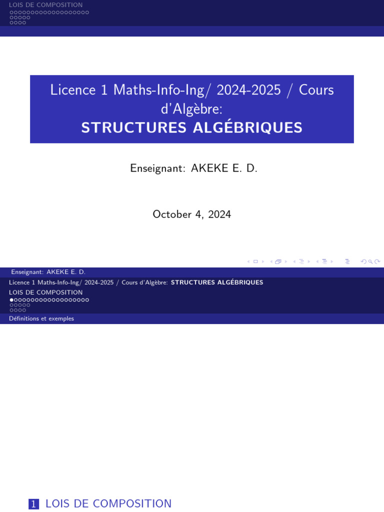 Chapitre 1 - Structures Algebriques..Beamer | PDF