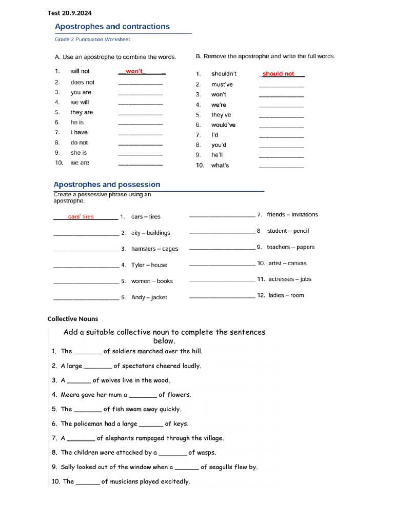 Test Papers From Miss | PDF
