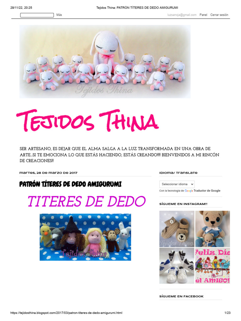 PATRÓN TÍTERES Brujita Princesa Mono y Pollitp Lobo Conejo | PDF