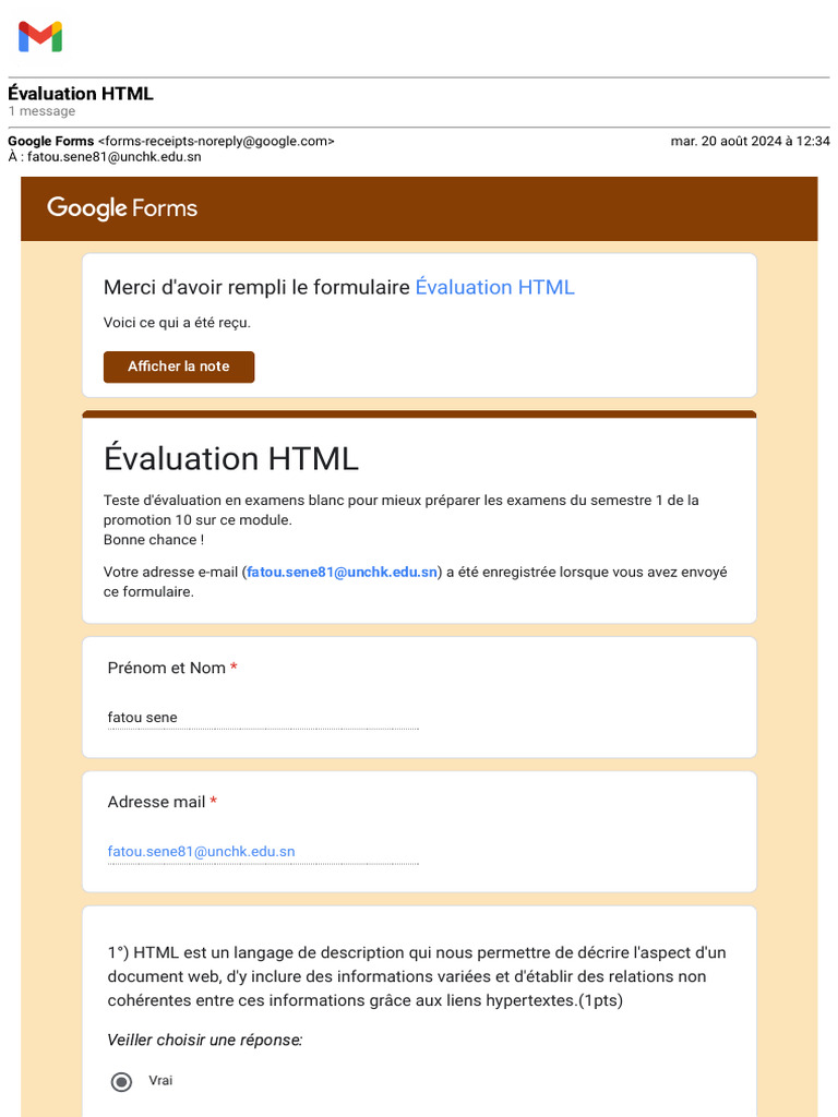 Gmail - Évaluation HTML | PDF