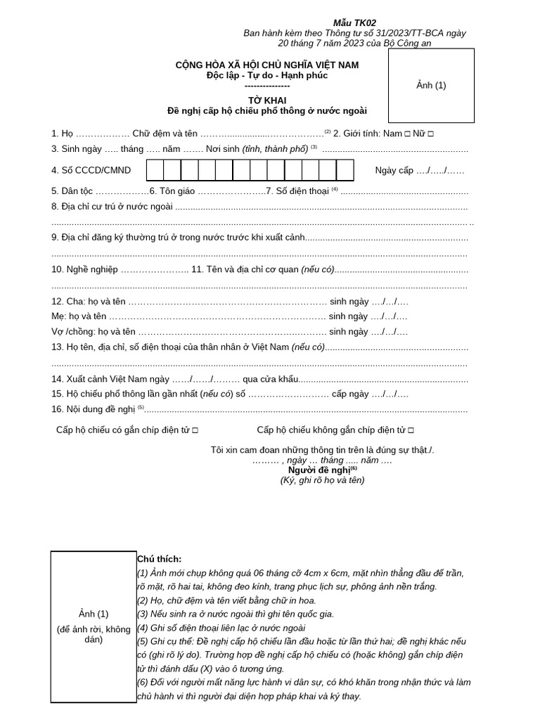 to khai cap ho chieu chung web | PDF