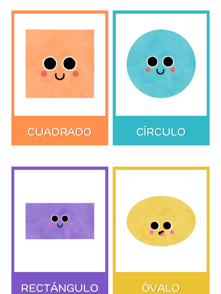 Tarjetas educativas de figuras geométricas sencillo colorido | PDF