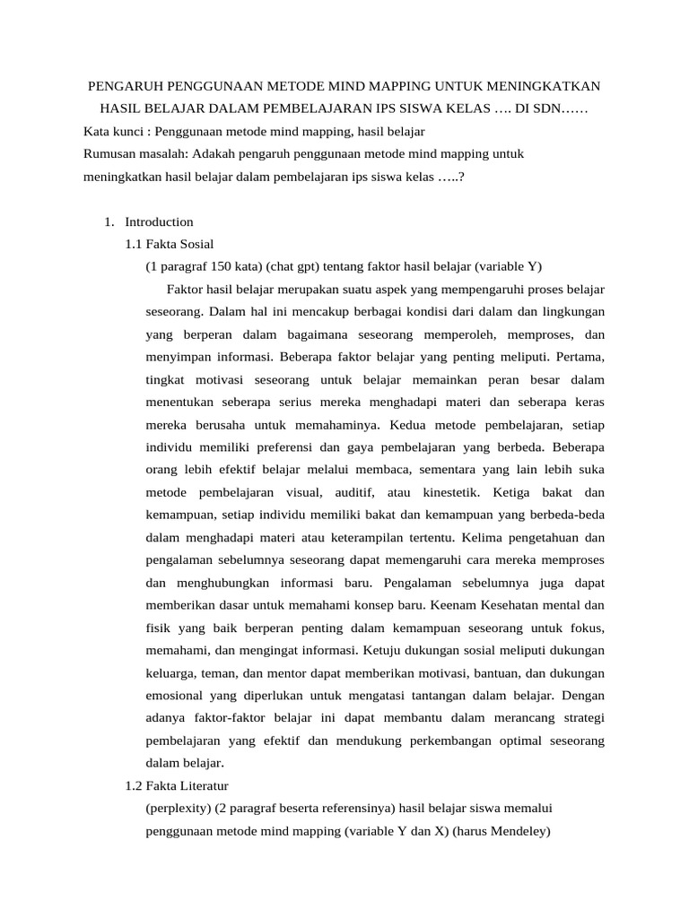 Pengaruh Penggunaan Metode Mind Mapping Untuk Meningkatkan Hasil ...