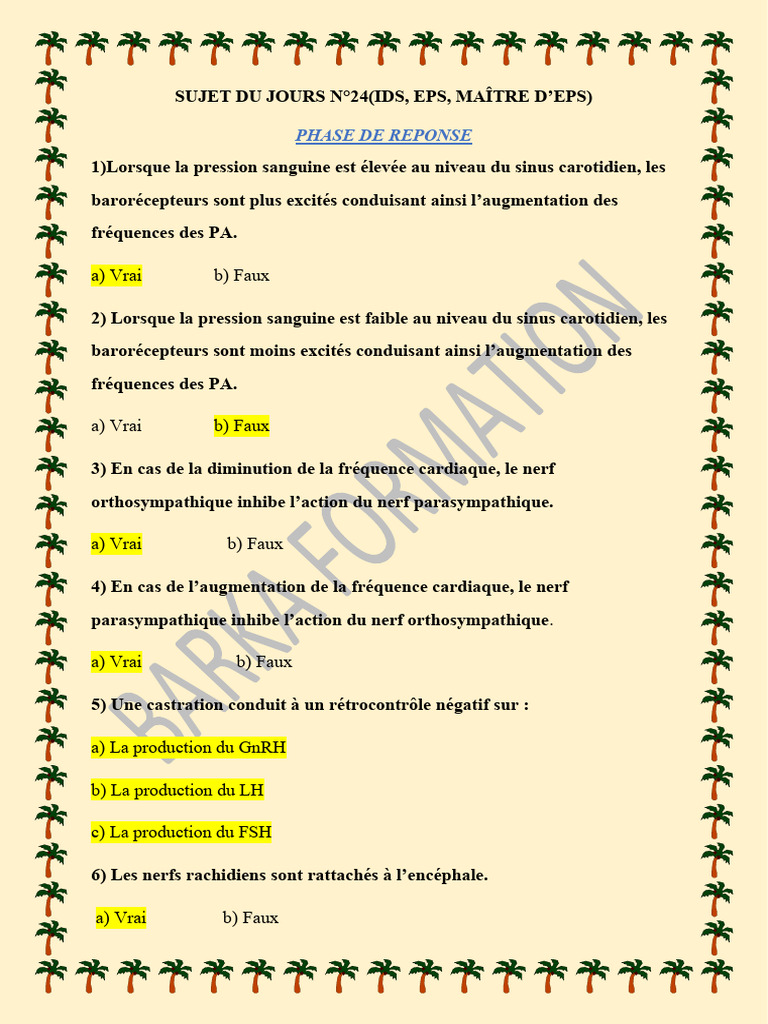 Correction Sujet Du Jours N°24-1 | PDF