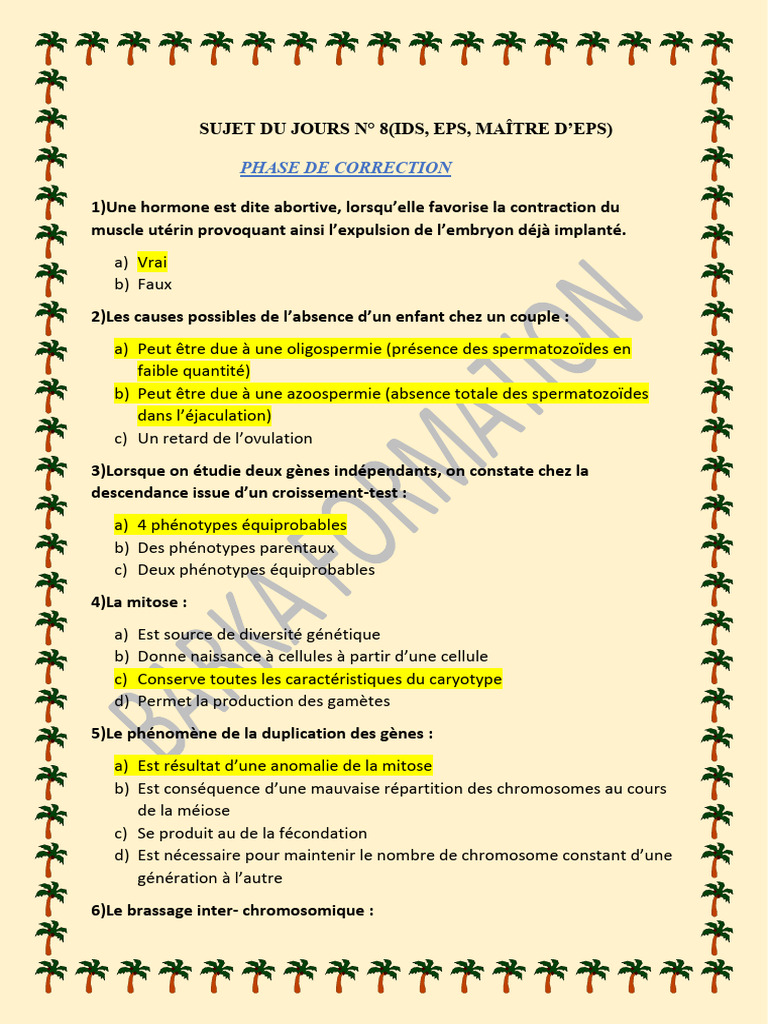 Correction Sujet Du Jours N°8-2 | PDF