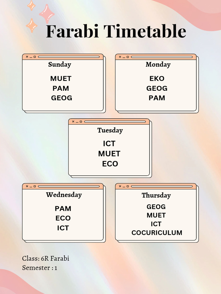 Orange Pastel Cute School Timetable A4 Document.pdf | PDF