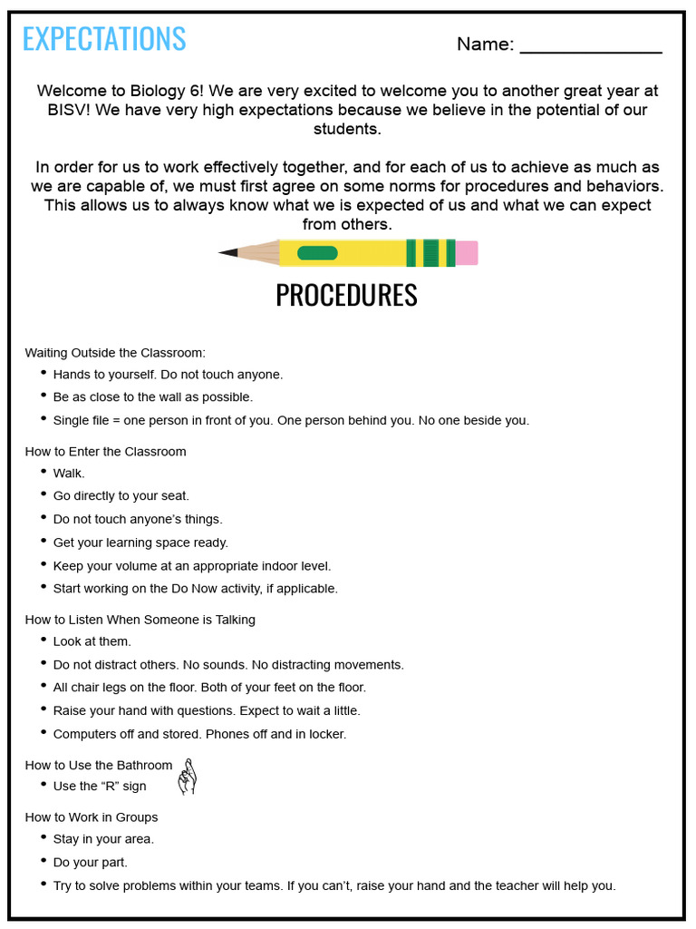 Biology Expectations Handout | PDF