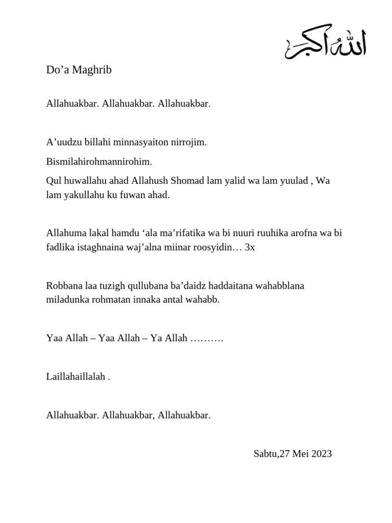 Doa Maghrib | PDF