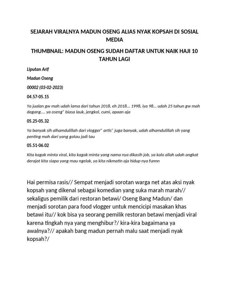 Naskah Nyak Kopsah | PDF