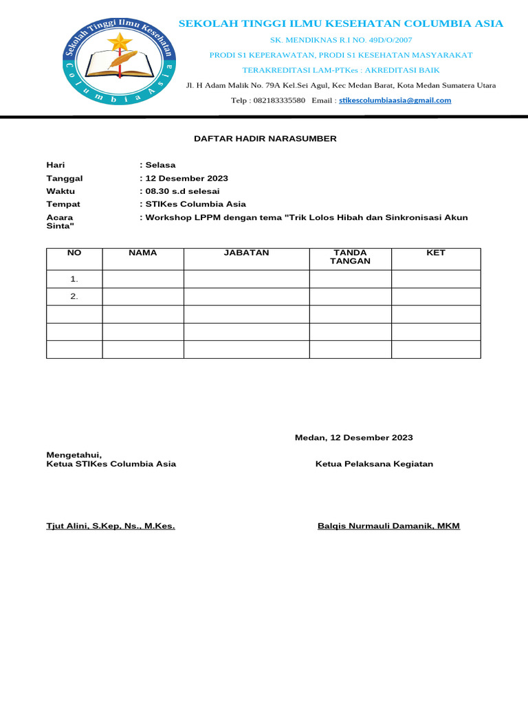 Daftar Hadir narsum | PDF
