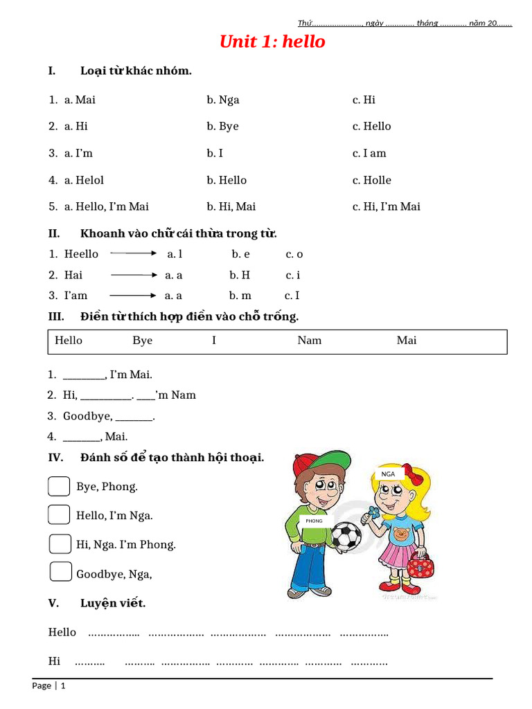 Bai Tap Tieng Anh Lop 2 | PDF