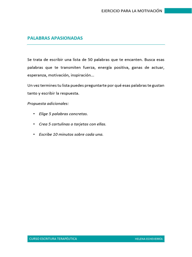 Ficha Ejercicio Motivación | PDF