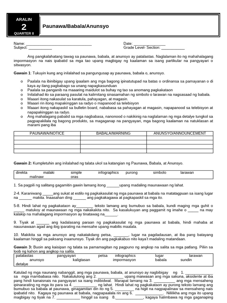 Activity Sheet 2_Q2_Piling larang | PDF
