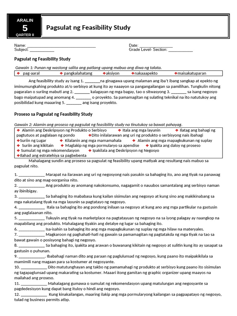 Activity Sheet 5 - Q2 - Piling Larang | PDF