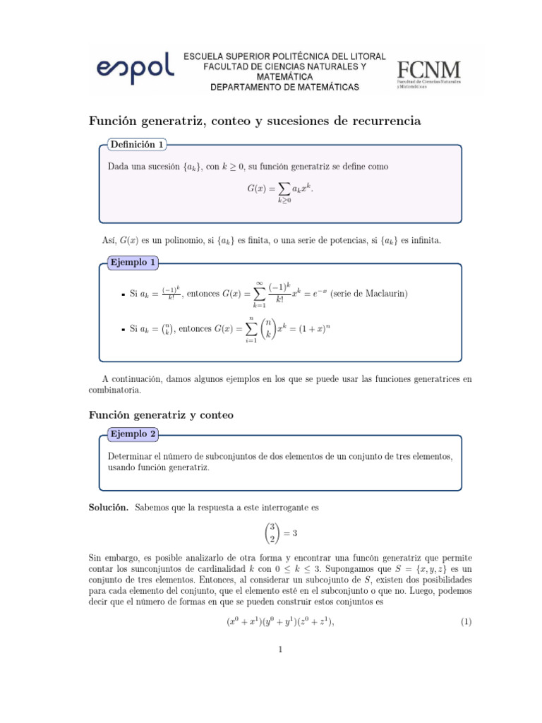 Funcion Generatriz | PDF