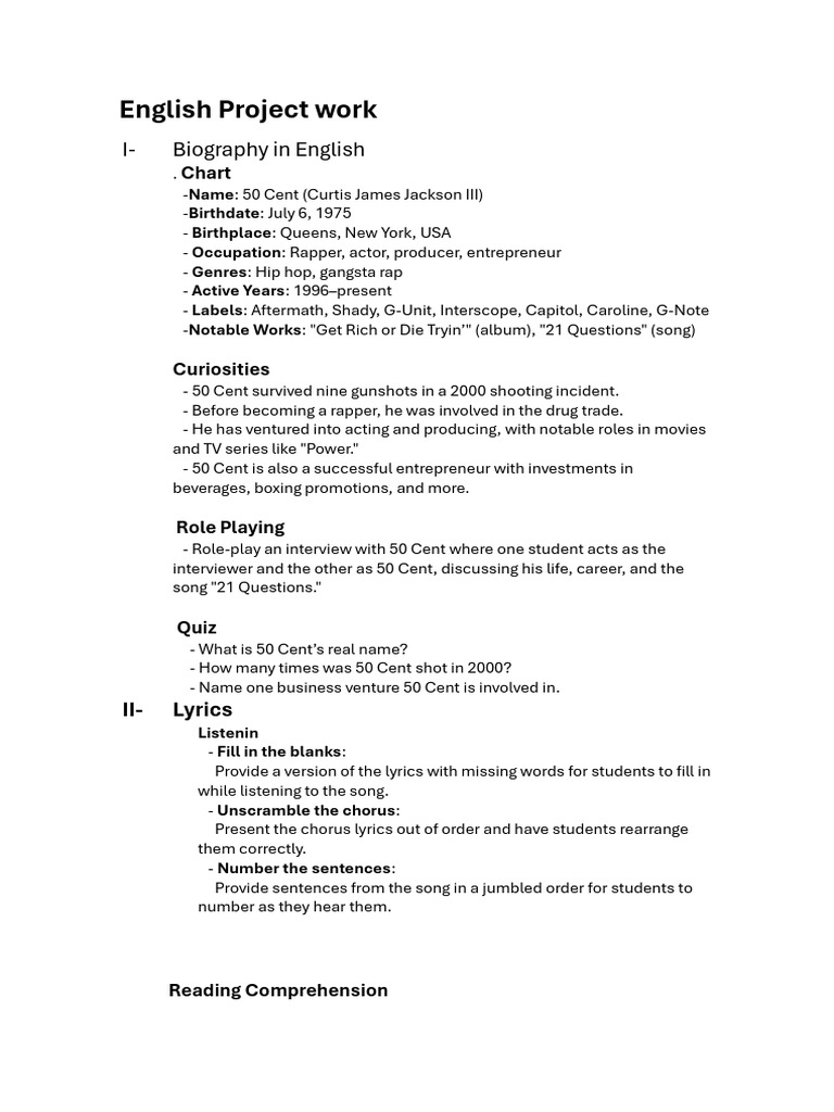 English Project Work | PDF
