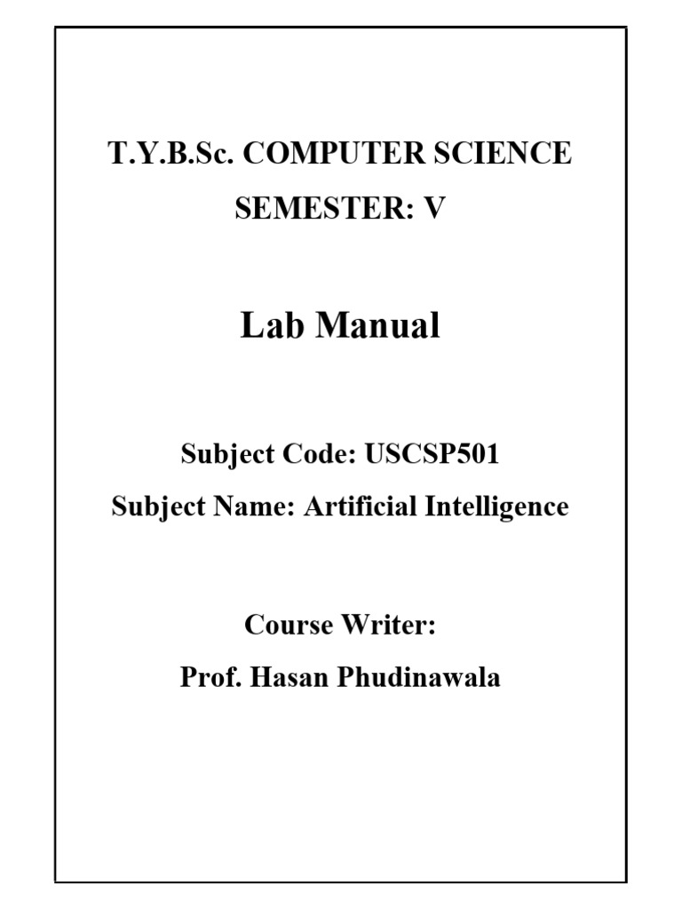 TYCS AI Lab Manual Merged | PDF | Algorithms | Algorithms And Data Structures