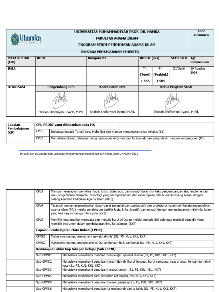 RPS Imla_PAI tahun 2024 (1) | PDF