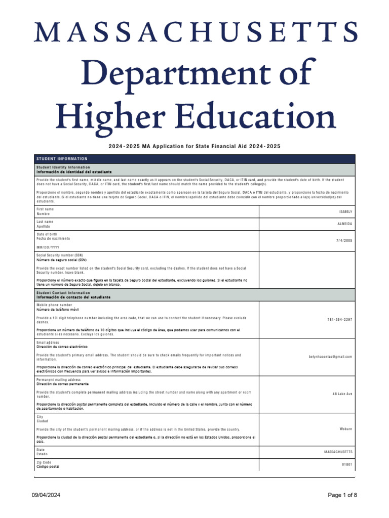 MA State Financial Aid Form Guide | PDF | Hispanic | Latin American People