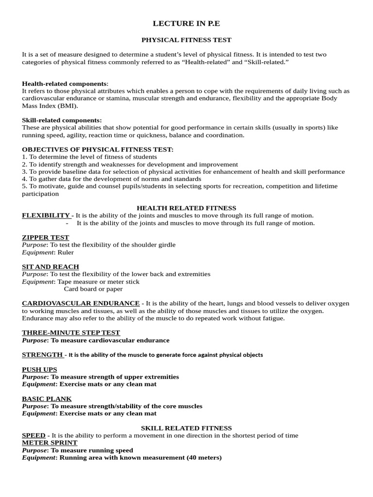 LECTURE-IN-PE Grade 10 Quarter 1 | PDF