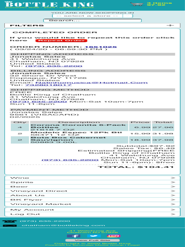 Bottle King Finalize Order | PDF