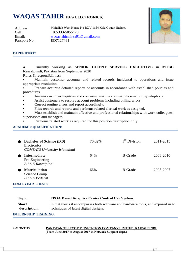 Waqas Tahir New CV | PDF