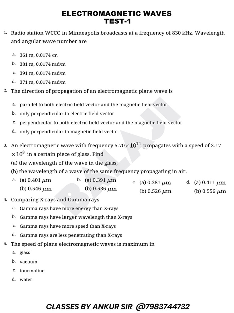 Em Waves Test-1 | PDF