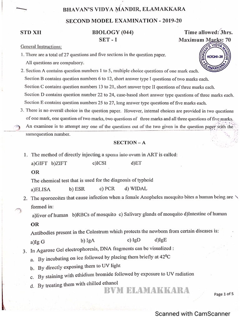 2019 Sme Bio Set 1 | PDF