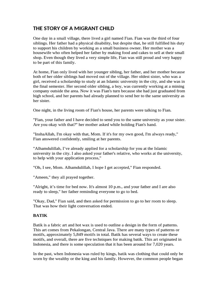 The Story of A Migrant Child | PDF