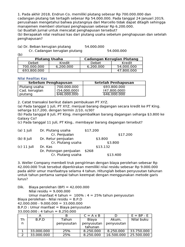Soal Dan Jawaban UTS Pengantar Akuntansi | PDF
