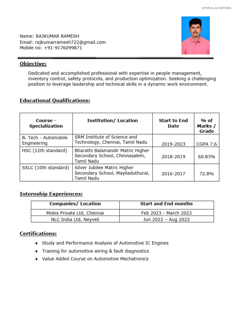 Rajkumar Resume. | PDF
