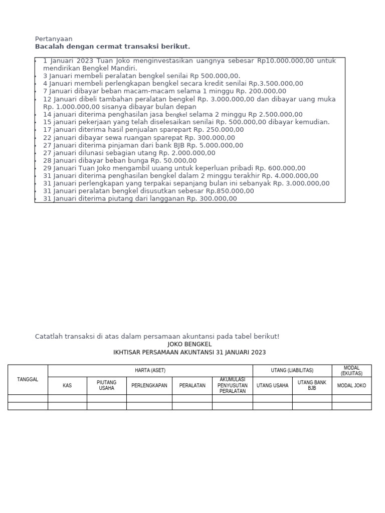 Latihan Soal Persamaan Dasar Akuntansi | PDF