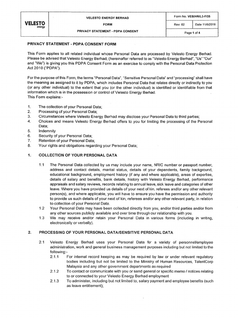 Pdpa Consent Form | PDF