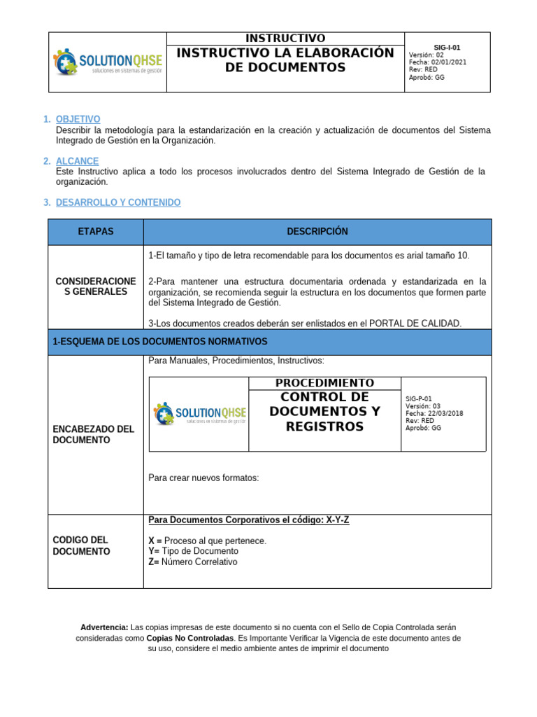 Instructivo Guía para La Elaboración de Documentos, Ver 02 | PDF