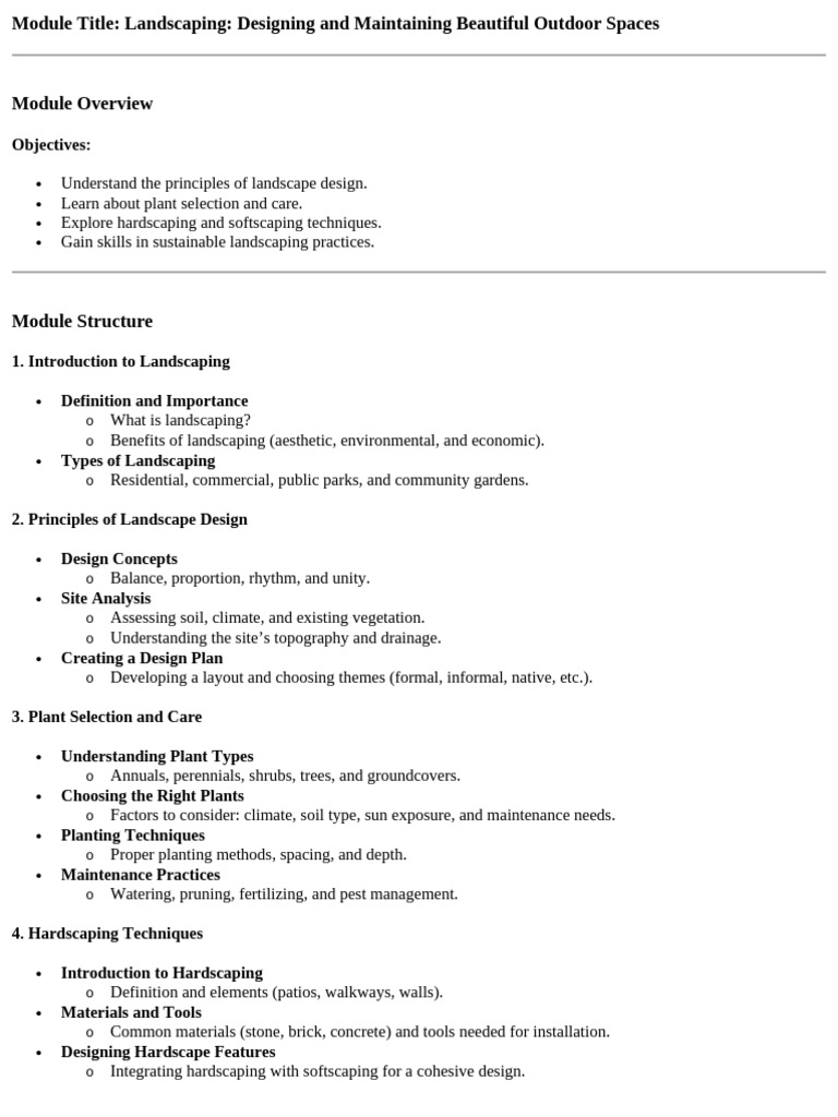 Module Title on LANDSCAPING | PDF