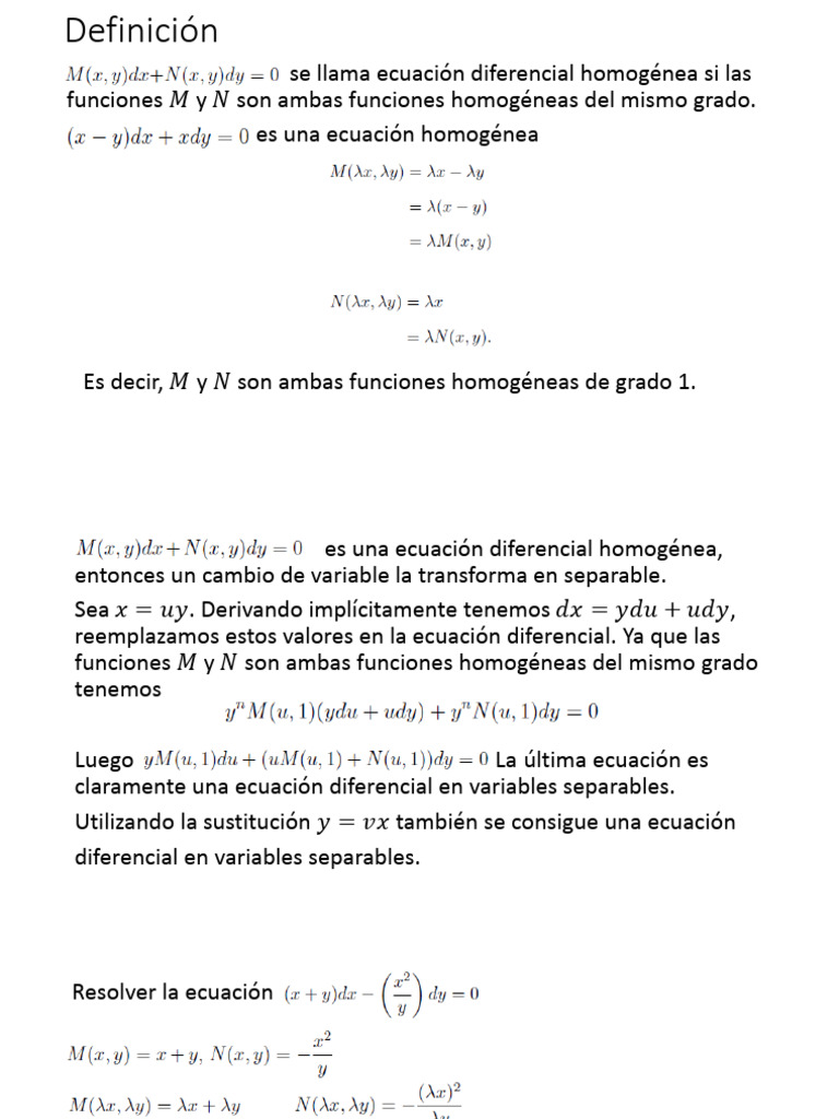 Ecuación Diferencial Homogénea | PDF