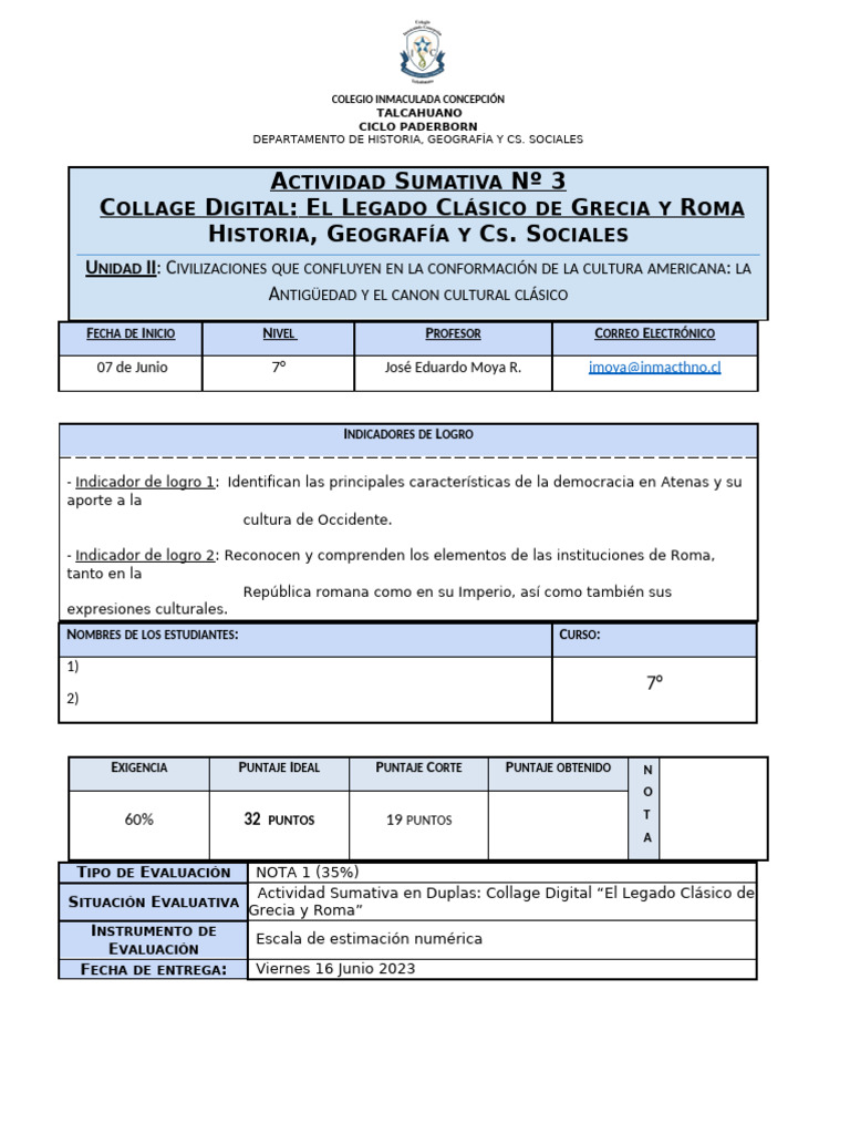 7° - Actividad Sumativa #3 | PDF