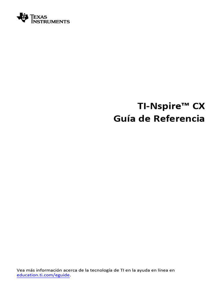 TI-Nspire Reference Guide ES | PDF