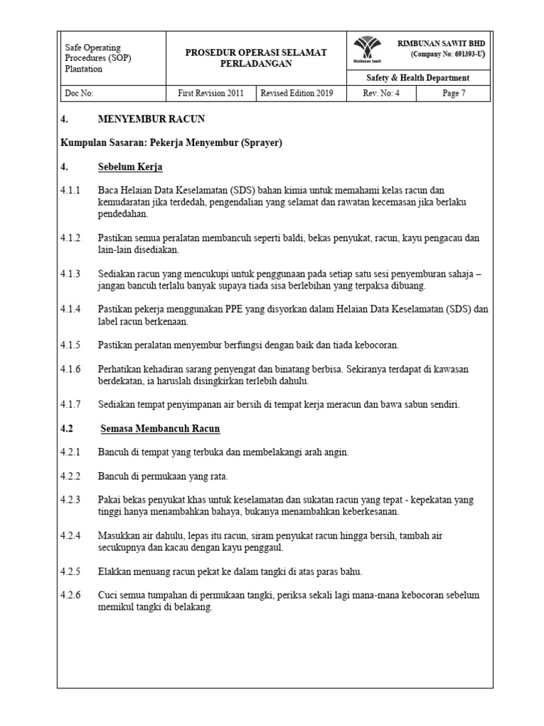 SOP chemical handling | PDF