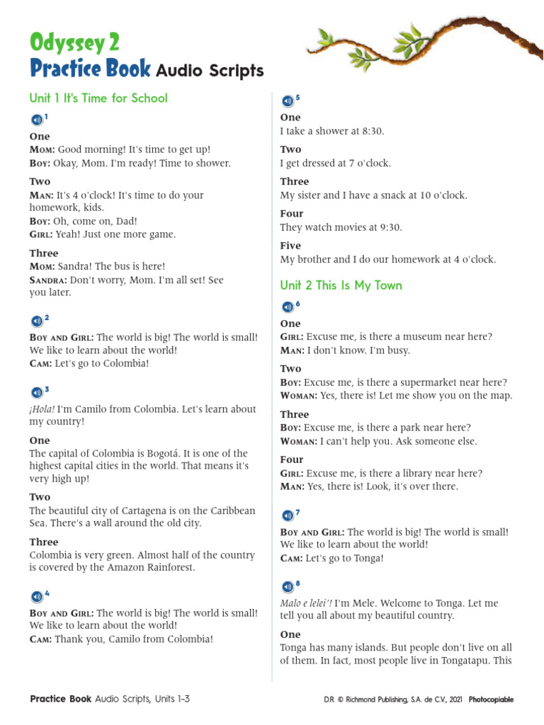 AddRes ODY2 PBU1-U9 Audio Scripts | PDF