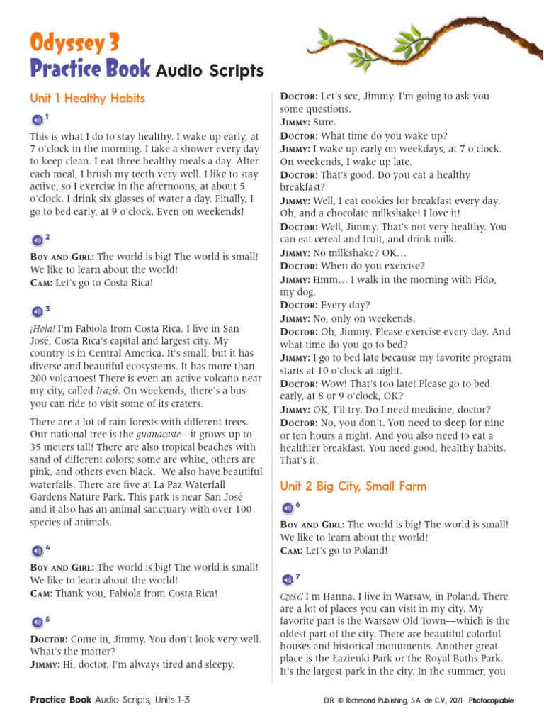 AddRes ODY3 PBU1-U9 Audio Scripts | PDF