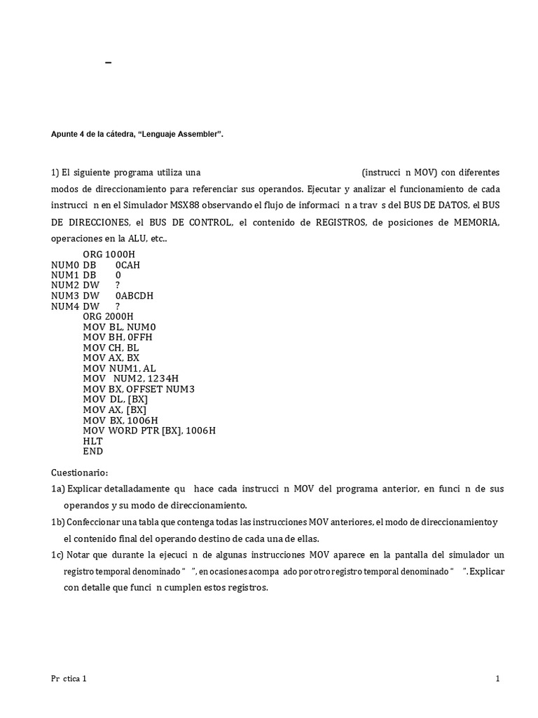 TP 01 - Introducción Assembler | PDF