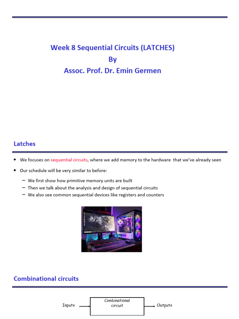 Week 8 Sequential Logic Latches | PDF
