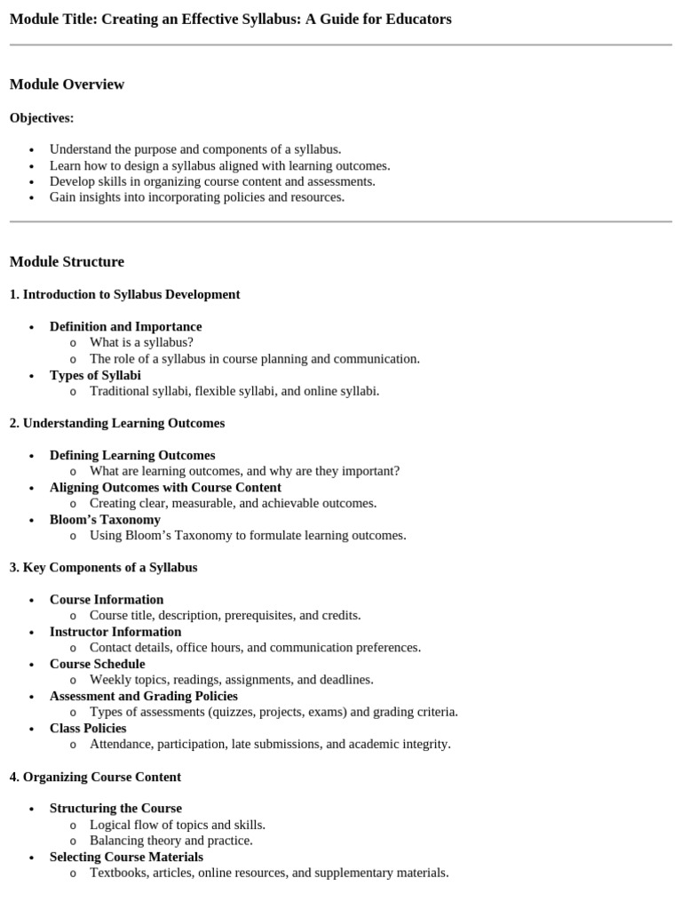 Module Title ON SYLLABUS | PDF