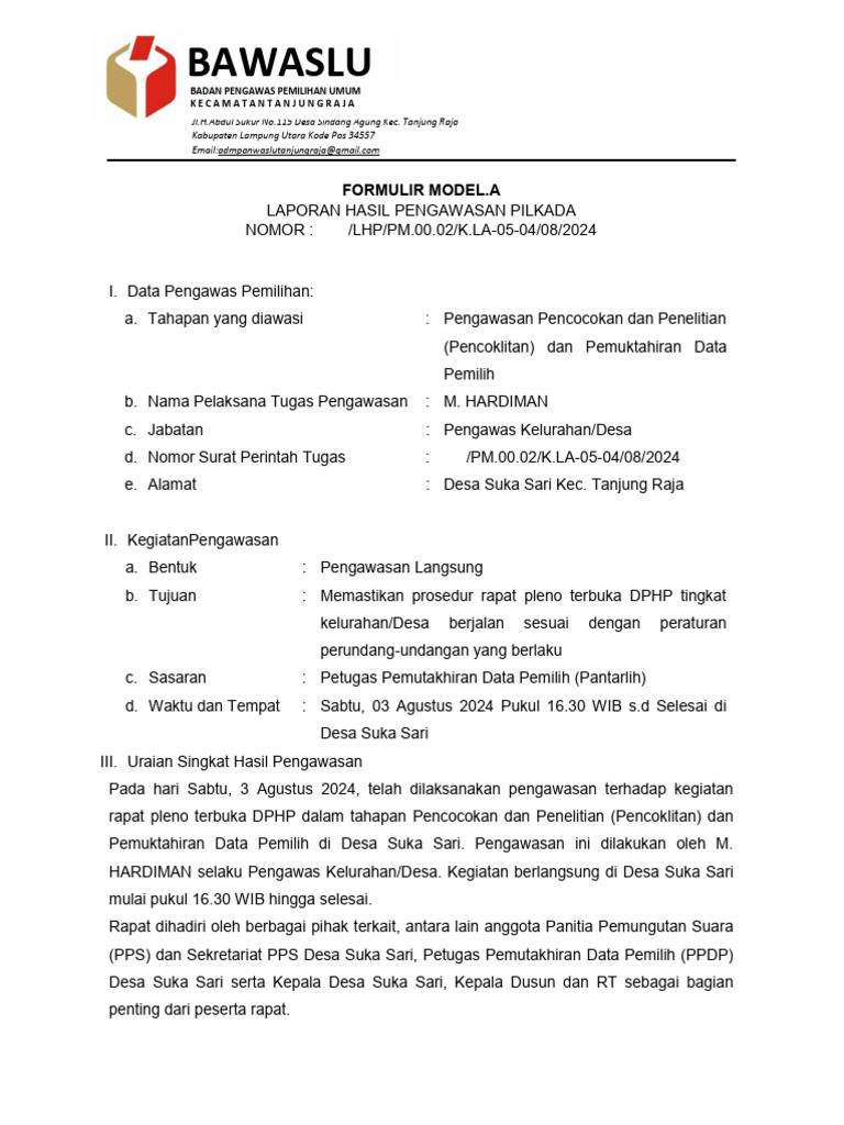Form A. Suka Sari | PDF