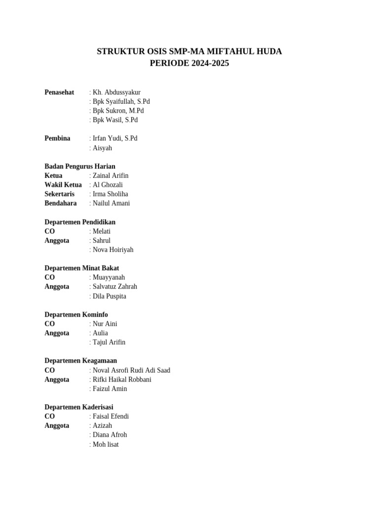 Struktur&Proker Osis Smp-ma | PDF