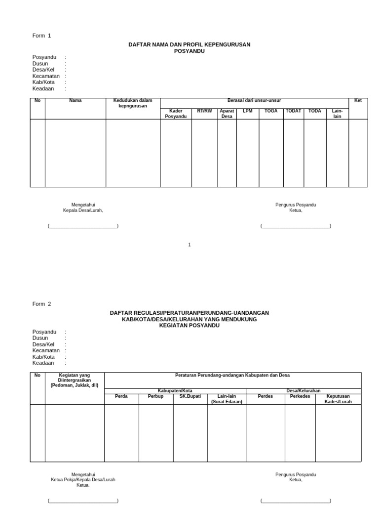Lampiran Format Buku Po-Posyandu 2012 | PDF