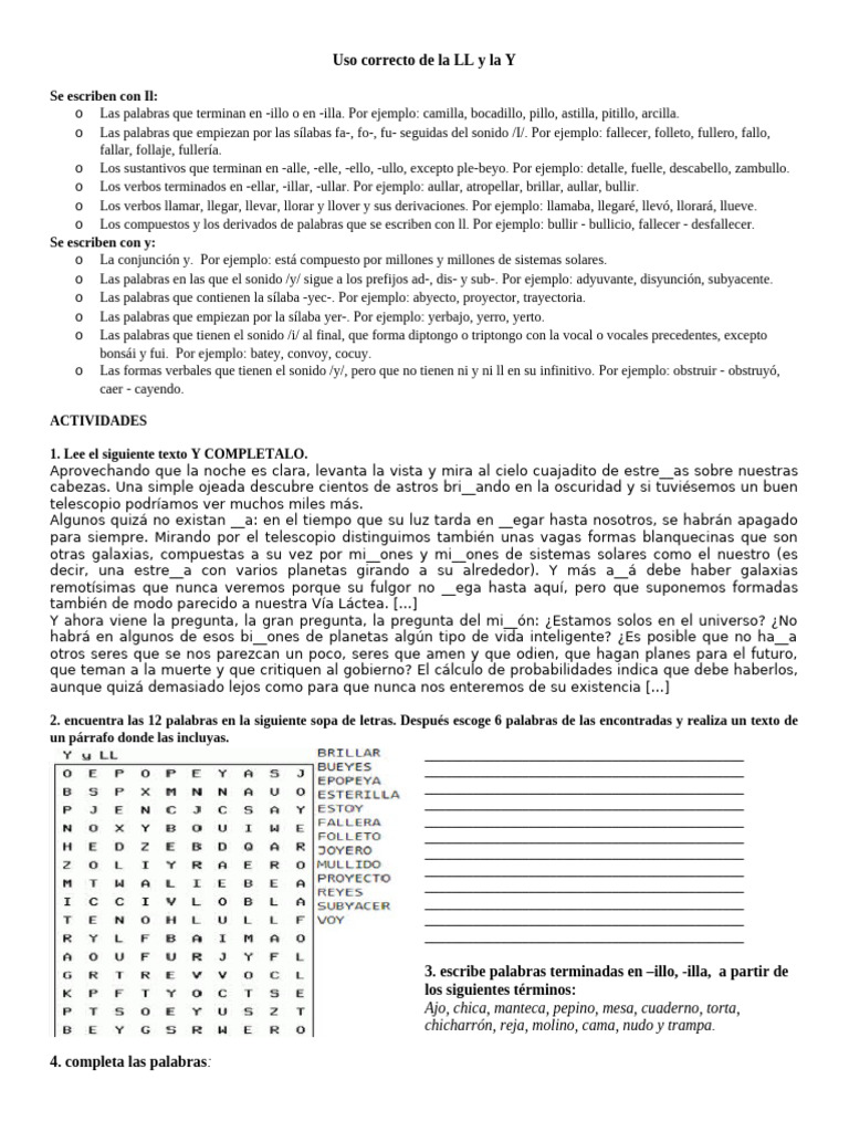 Uso Correcto de La LL y La Y | PDF