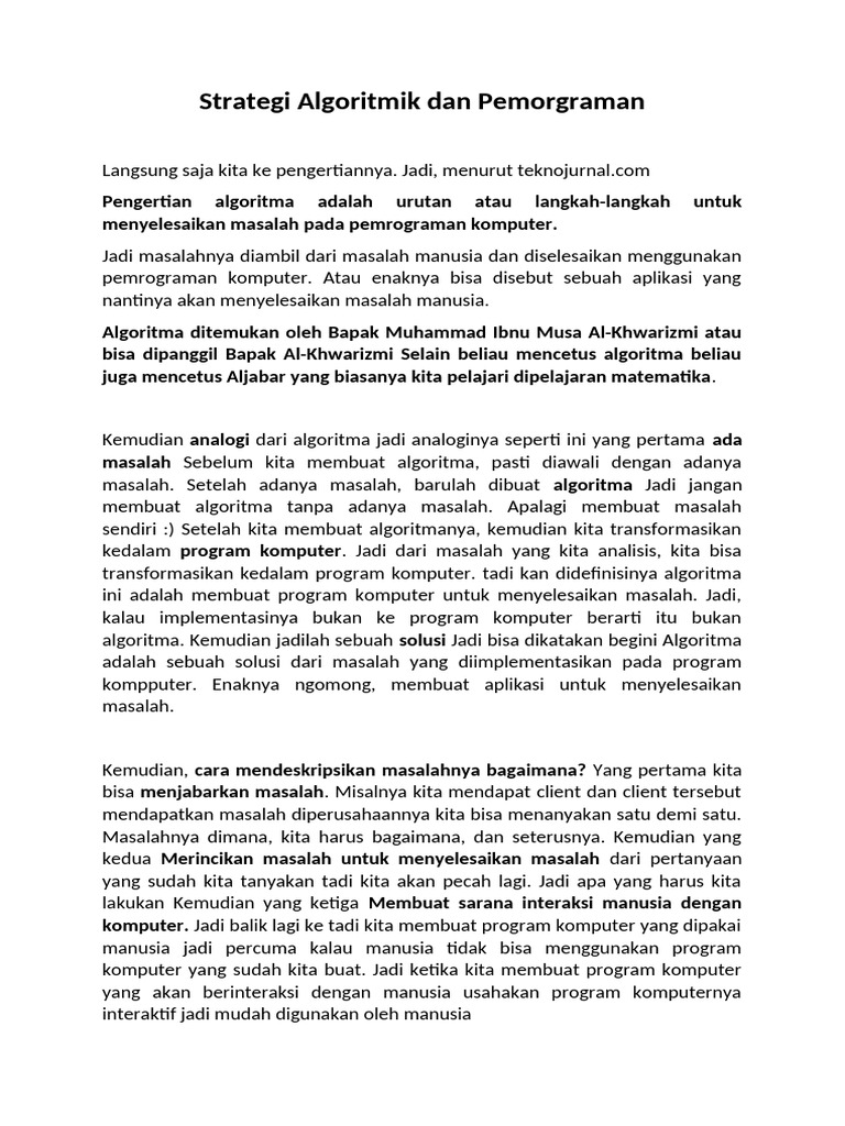 Strategi Algoritmik Dan Pemorgraman | PDF