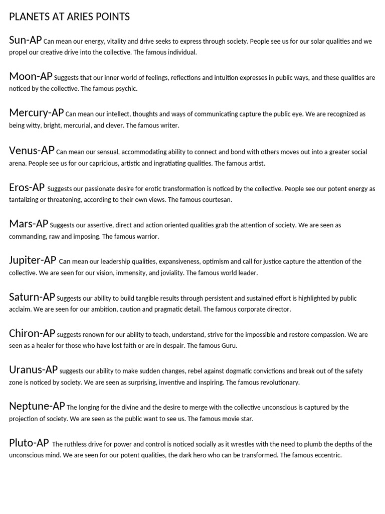 Planets at Aries Points | PDF